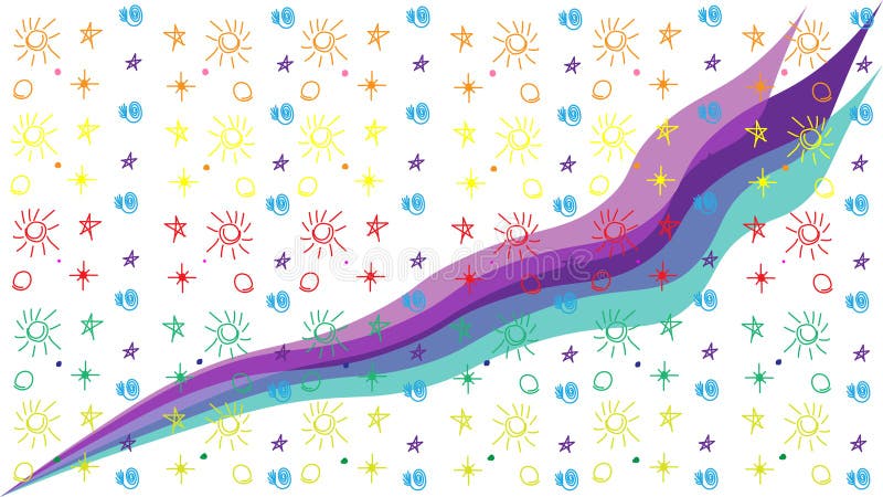 A Multi-colored Set of Cosmic Doodles. Cosmic Pattern Stars Sun Comet ...