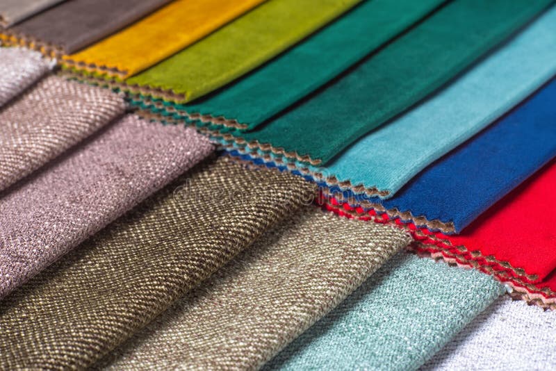 Multi Colored Set of Upholstery Fabric Samples for Selection ...