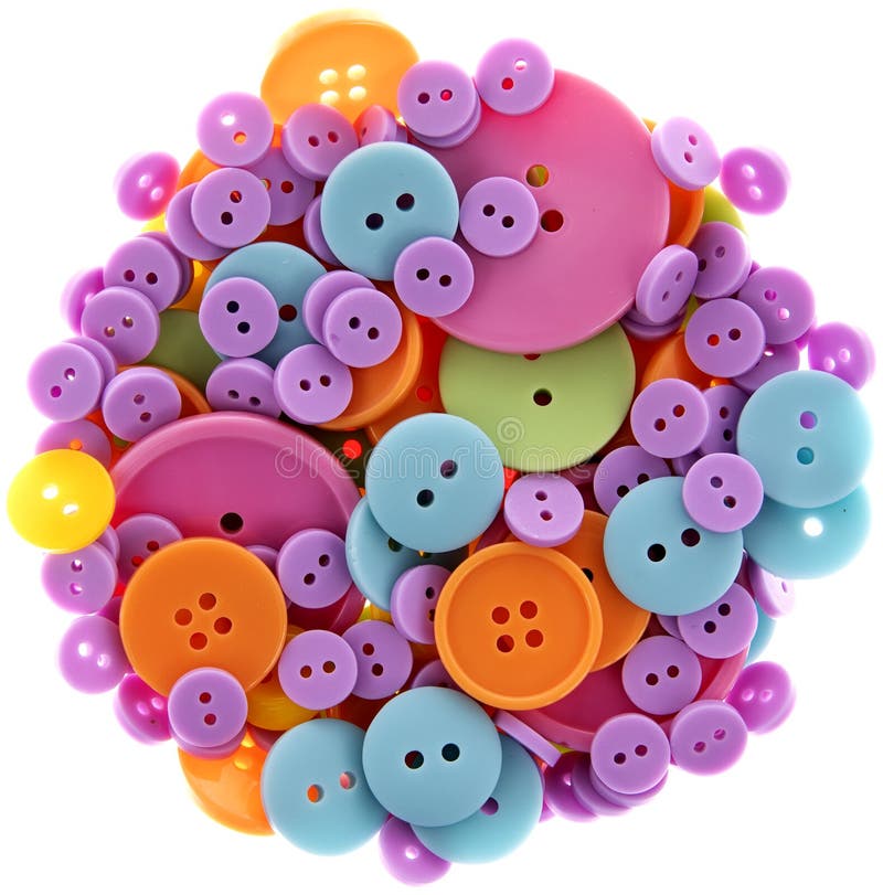 Peach Colored Sewing Buttons Isolated On White Stock Photo - Image of ...