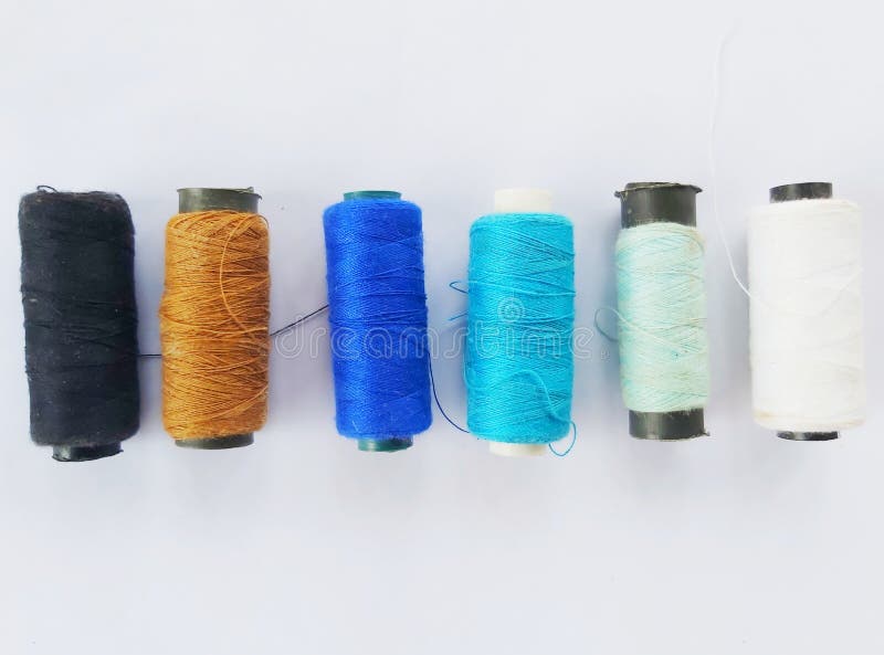 Multi Colored Sewing Thread Isolated on White Background Stock Image ...