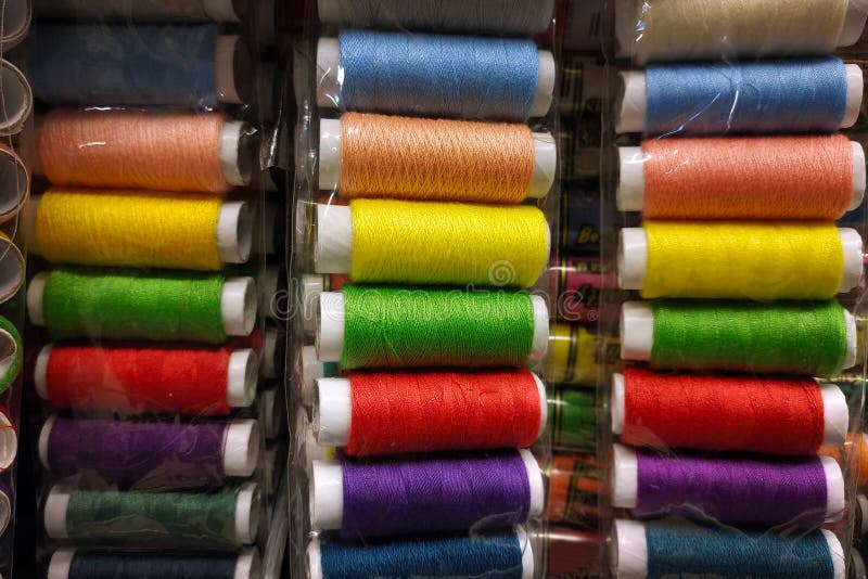 Multi-colored Sewing Threads Close-up. Stock Photo - Image of multi ...