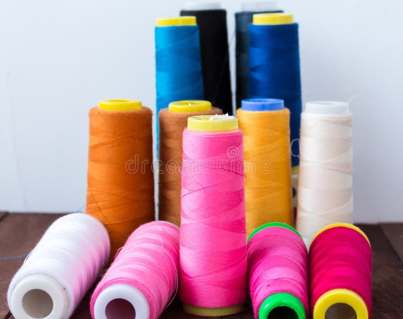 Multicolored Sewing Thread Stand on White Background Stock Photo ...