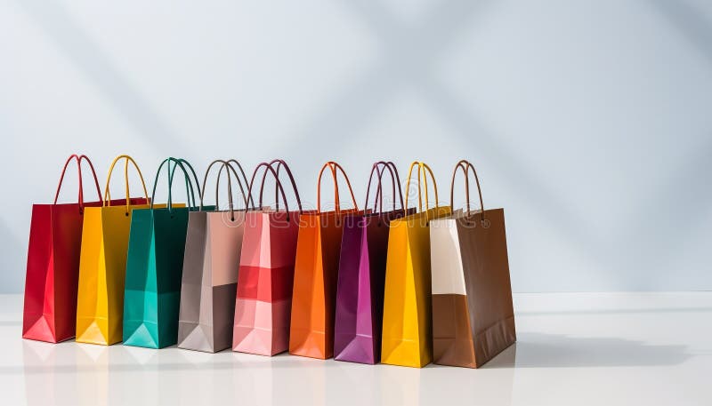 Multi Colored Shopping Bag Collection in a Retail Store Generated by AI ...