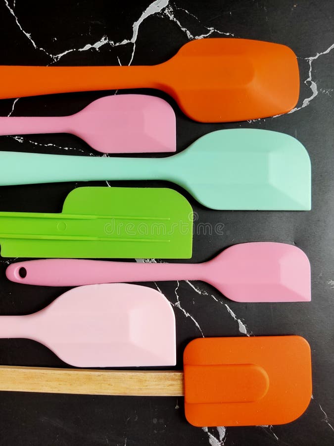 Multi-colored Silicone Spatula in Various Sizes for Bakery Work. Stock ...