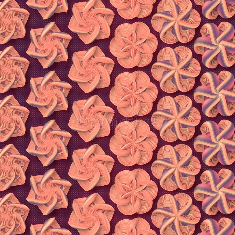 Multi Colored Simple Geometric Stylized Pattern of Flowers. 3d ...