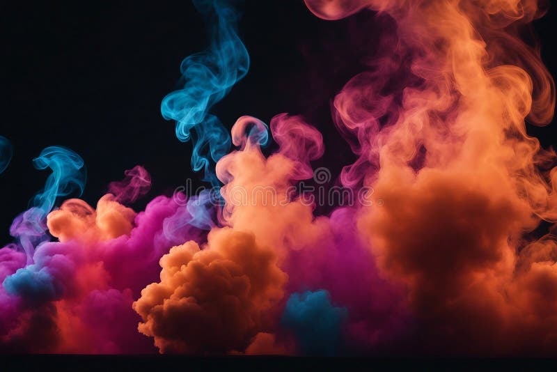 Multi-colored Smoke. Abstract Colored Smoke Background. Dark Background ...