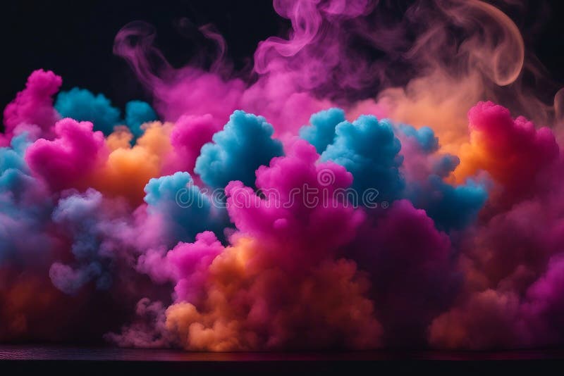 Multi-colored Smoke. Abstract Background of Colored Smoke. Dark ...