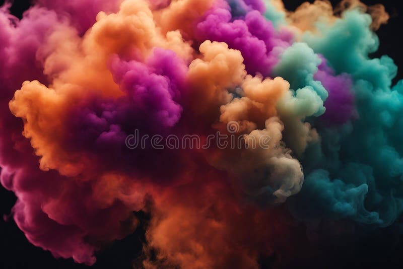 Multi-colored Smoke. Abstract Dark Colored Smoke Background. AI ...