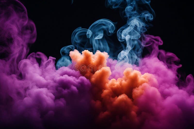 Multi-colored Smoke on Black. Abstract Colored Smoke Background. Dark ...