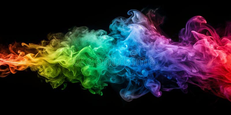 Multi Colored Smoke on Black Background Generative by AI Stock ...