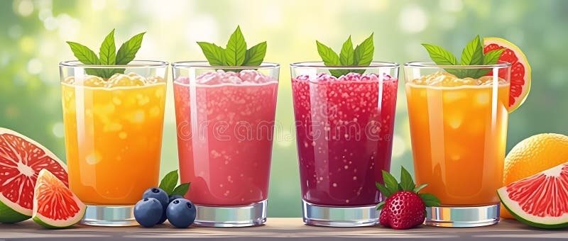 Multi-colored smoothies stock illustration. Illustration of sweet ...