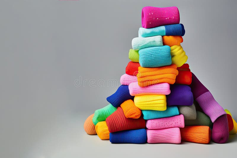 Multi-colored Socks Folded in a Stack. Concept - Lifestyle, Order in ...