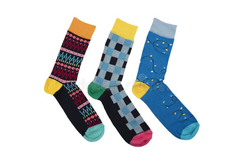 Multi-colored Socks on a White Background. View from Above. Many ...