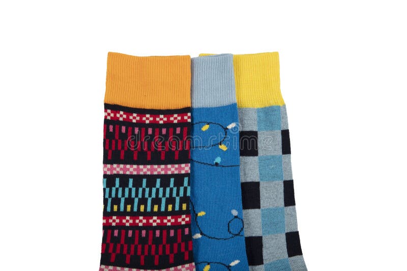 Multi-colored Socks on a White Background. View from Above. Many ...