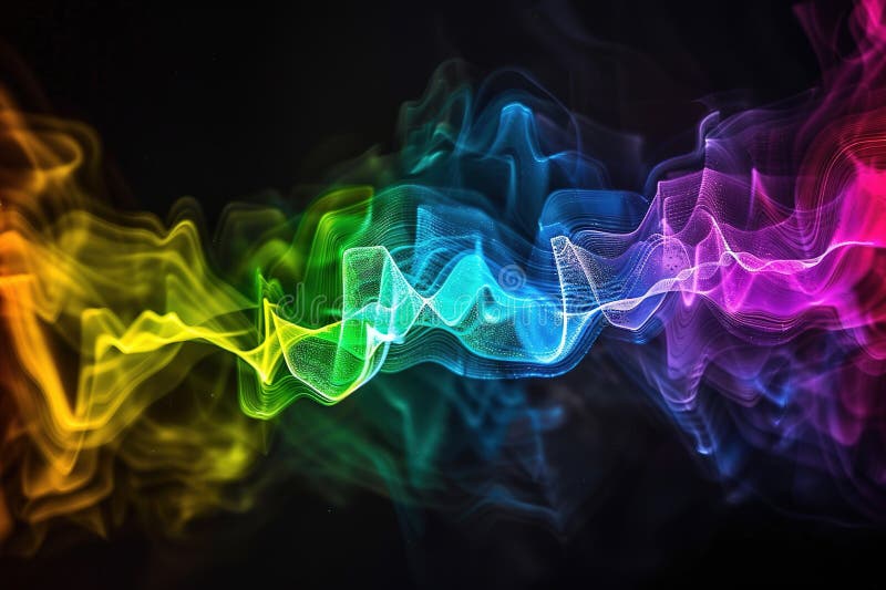 Multi-colored Sound Wave in Rainbow Colors on a Black Background. Stock ...