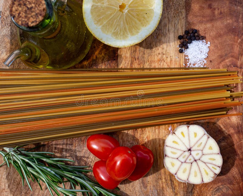 Multi-colored Spaghetti Pasta Cooked for Lunch Stock Photo - Image of ...