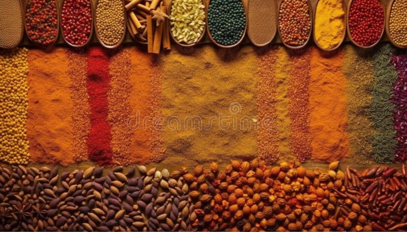 Multi Colored Spice Collection in a Close Up Generated by AI Stock ...