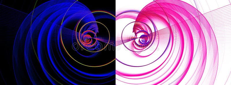 Multi-colored Spirals Unfold in Layers from the Same Center on a White ...
