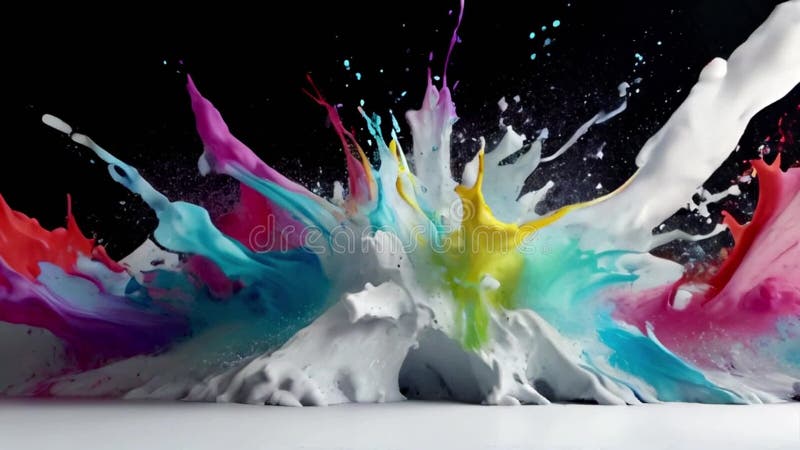 Multi-colored Splashes Fly in Different Directions Stock Footage ...