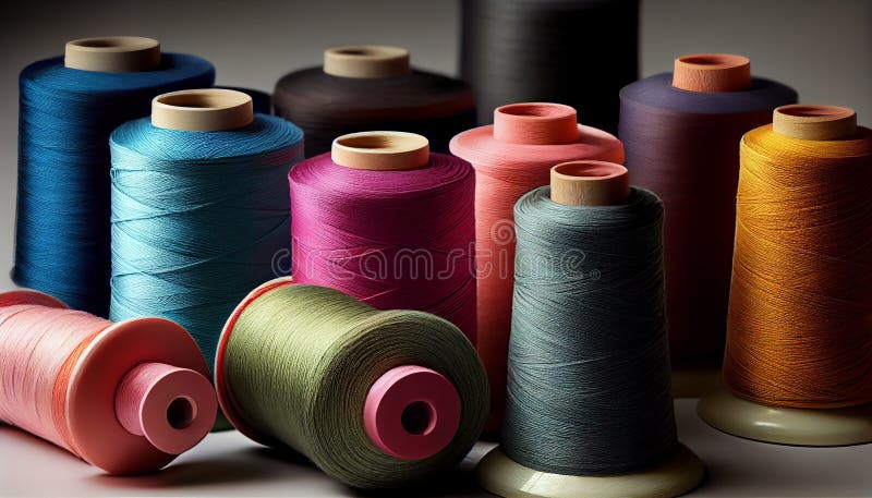 Multi Colored Spool of Thread Rolled Up Tightly Generated by AI Stock ...