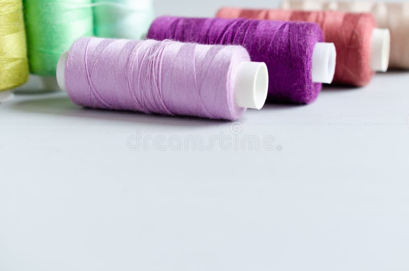 Multi-colored Spools of Sewing Threads Close-up. Craft and Hobby ...
