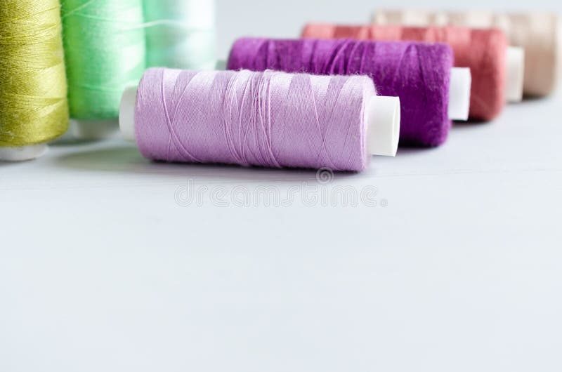 Multi-colored Spools of Sewing Threads Close-up. Craft and Hobby ...