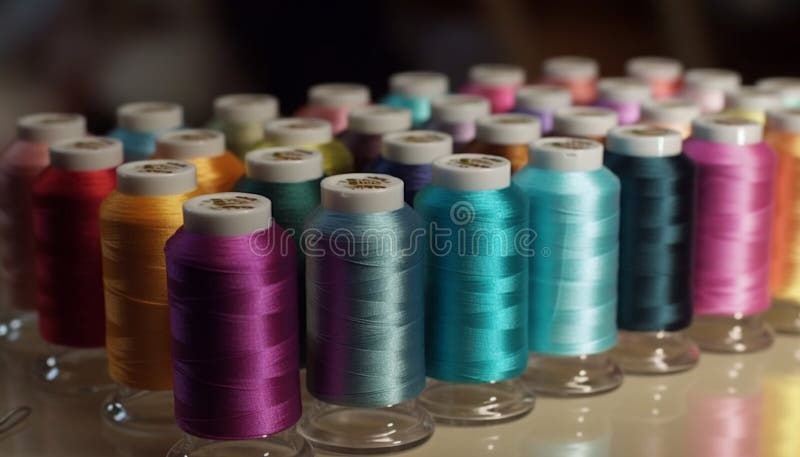 Multi Colored Spools of Thread Arranged in a Vibrant Rainbow Pattern ...