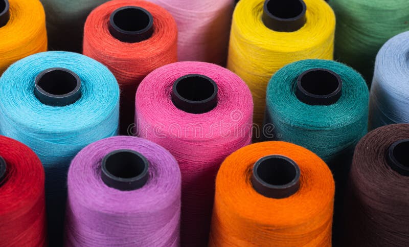Multi-colored Spools of Thread. Close-up Stock Image - Image of textile ...