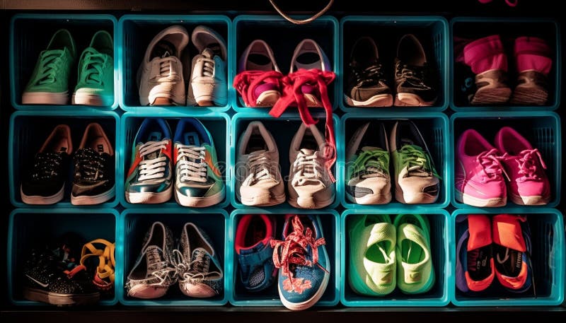 Multi Colored Sports Shoe Collection in a Modern Retail Store Generated ...