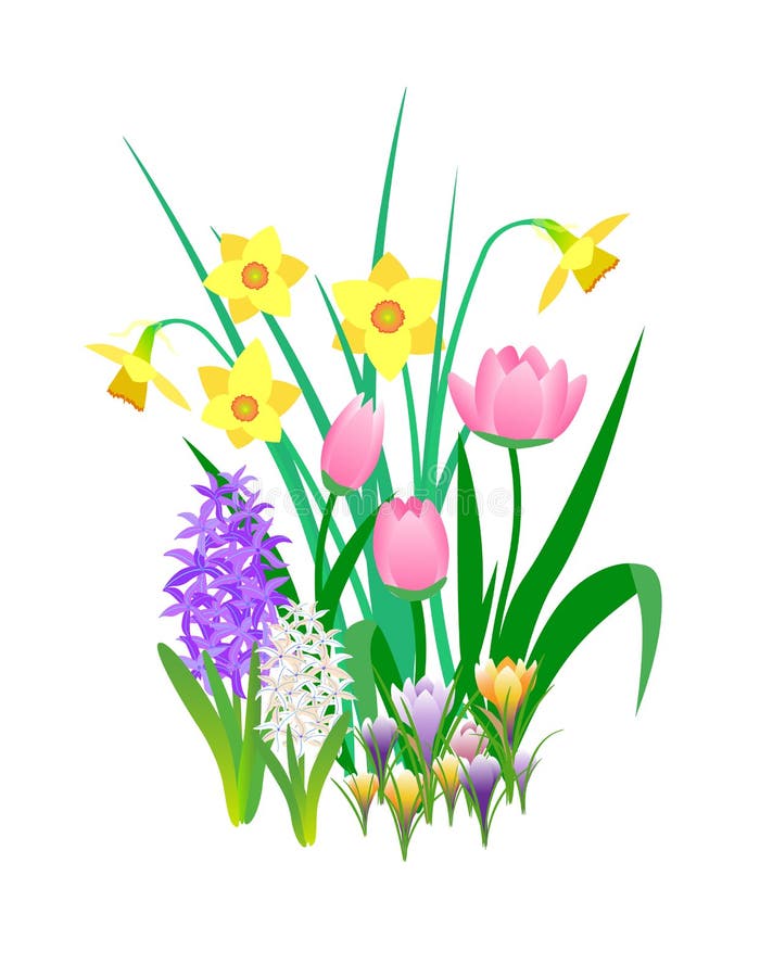 Multi-colored Spring Flowers Composition Stock Vector - Illustration of ...