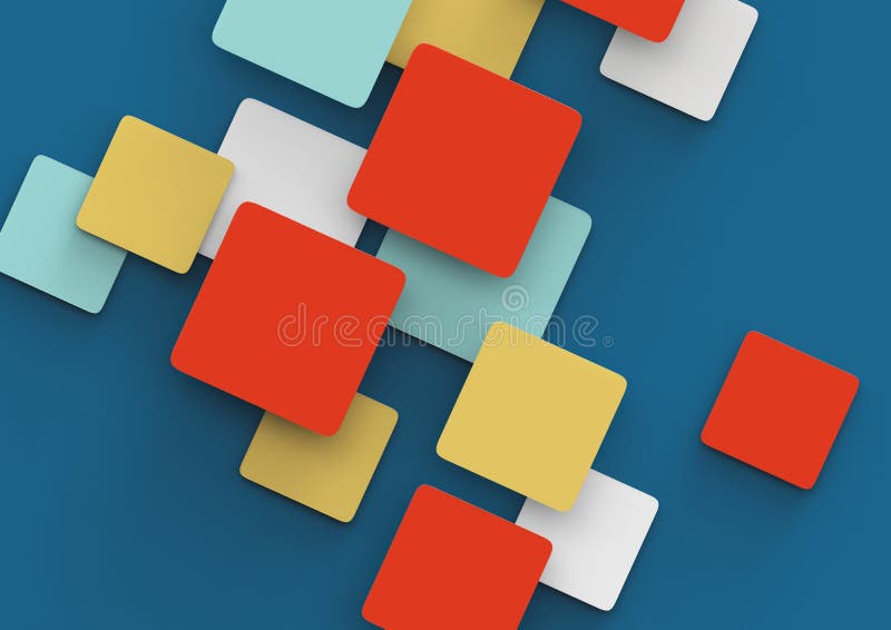 Multi-colored Squares on a Blue Background. 3d Illustration Stock ...