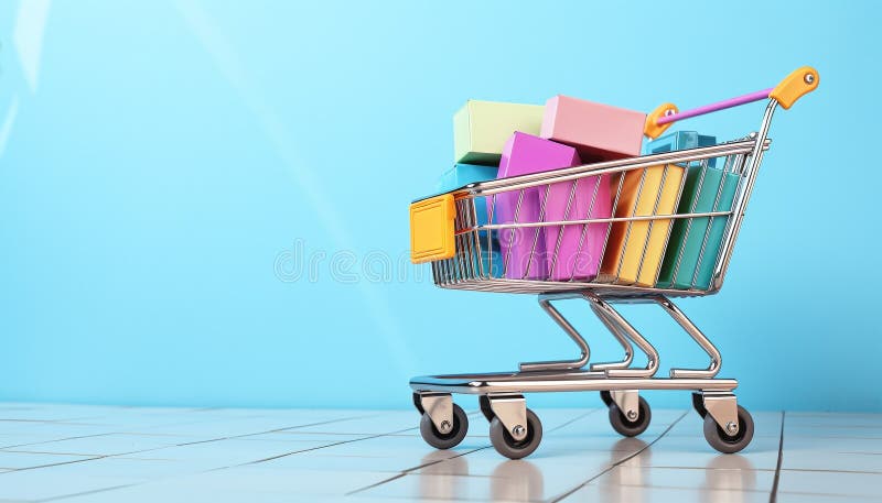 Multi Colored Stack of Wooden Toy Shopping Carts Generated by AI Stock ...