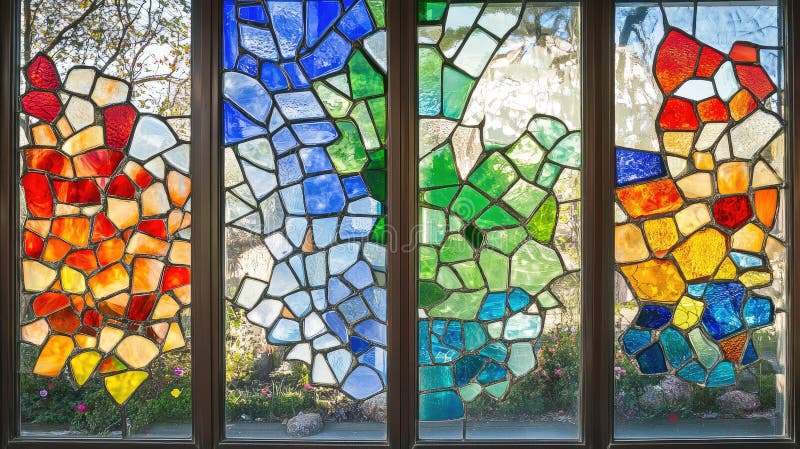 Multi Colored Stained Glass Window with Abstract Patterns Stock Photo ...