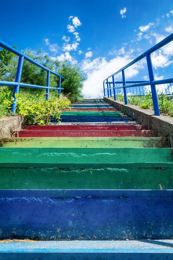 Colorful stairs in Serbia stock image. Image of blue - 103753989