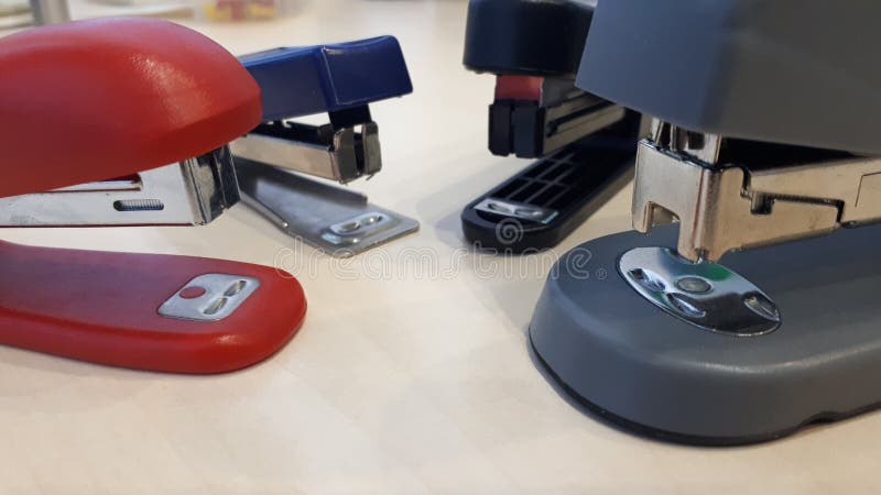 Multi-colored Staplers are Ready To Work Stock Photo - Image of single ...