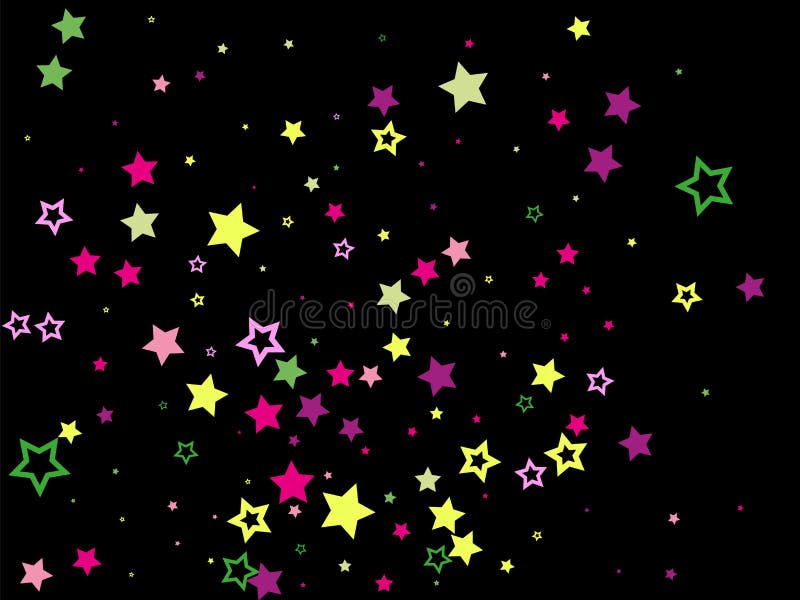 Multi-colored Stars are Scattered on a Black Background. Stock Vector ...