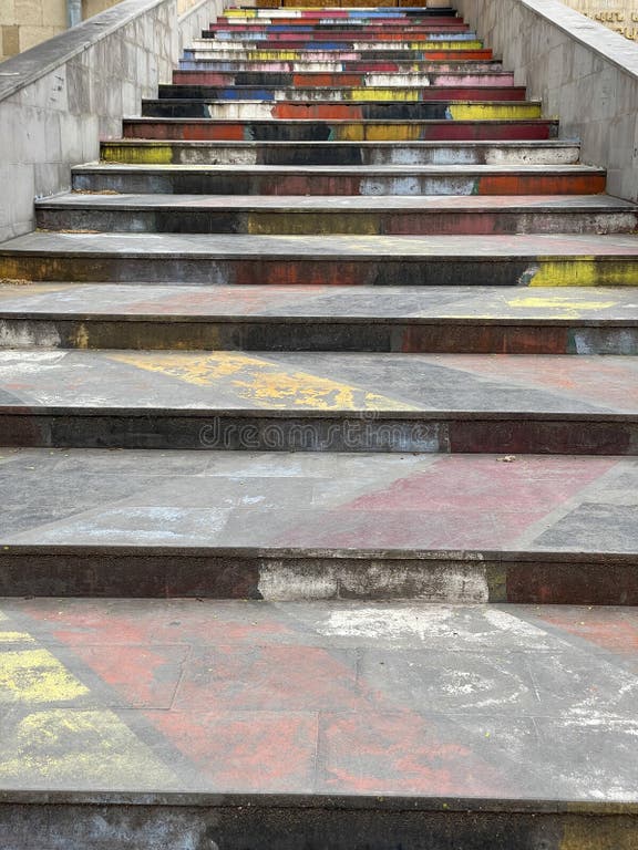 Multi-colored Steps of the Stone Staircase To the Top Stock Image ...