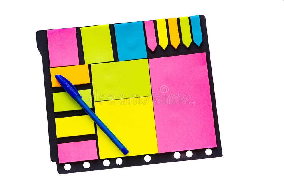 Multi-colored Stickers for Notes of Different Sizes and Shapes with a ...