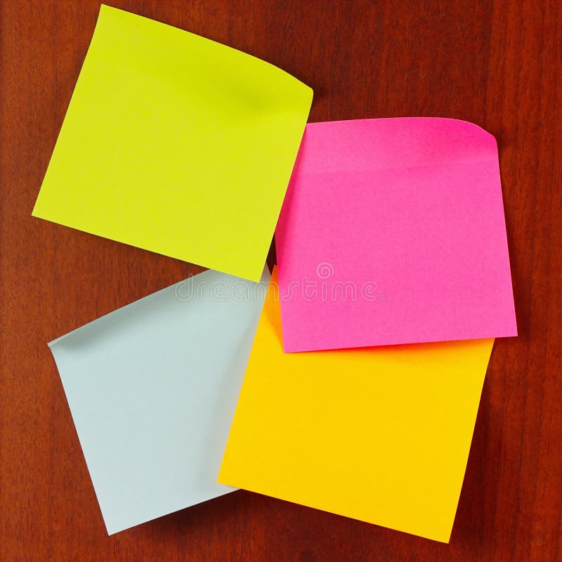 Multi-colored Stickers on Wooden Board from Notice Stock Photo - Image ...