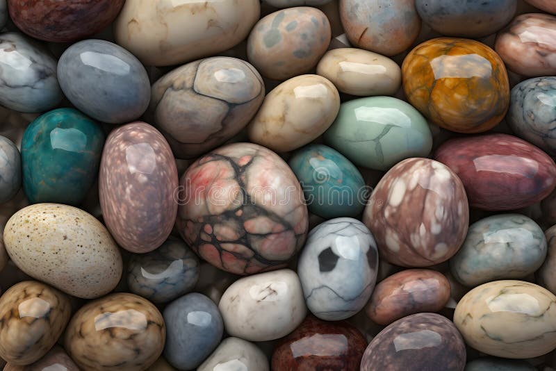 Multi Colored Stones Turned by the Sea with Water. Neural Network AI ...