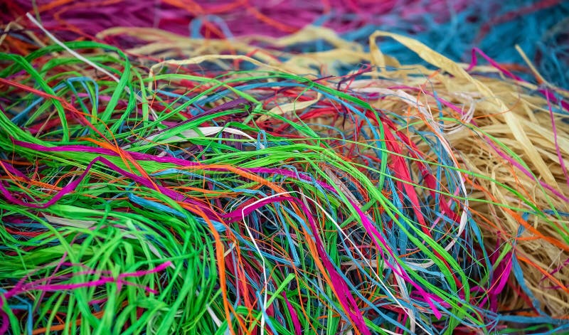 Multi Colored Straw Weaving Materials Crafting Bright Background Stock ...
