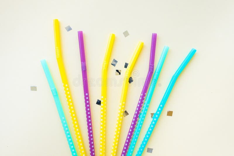 Multi-colored Straws for Drinking Cocktail . Stock Image - Image of ...