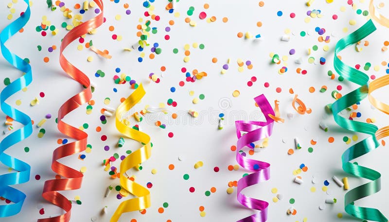 Multi Colored Streamers Flying, Confetti Falling, a Traditional ...