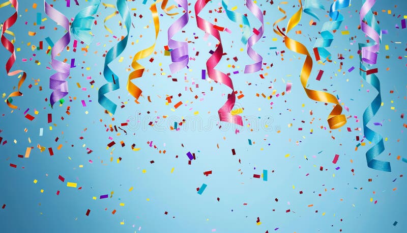 Multi Colored Streamers Flying, Confetti Falling, a Traditional ...