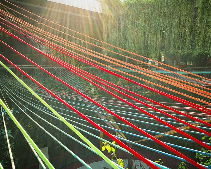 Multi-colored Strings Stretching Over the Playground Stock Image ...