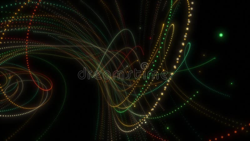 Multi-colored Swirling Tracks of Particles on a Black Background. Stock ...