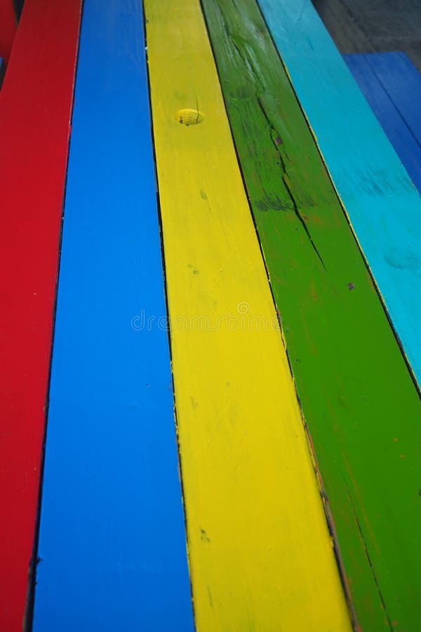 The Multi Colored Table is Outside at the Restaurant. Stock Photo ...