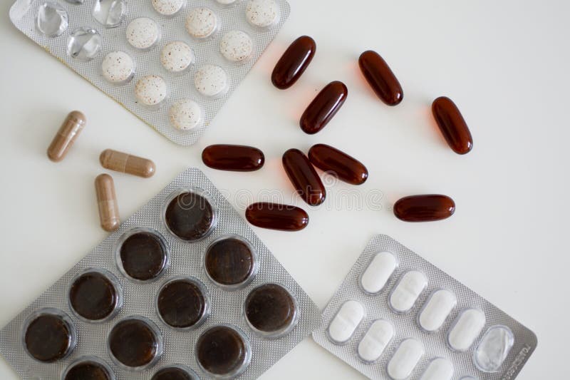 Multi-colored Tablets of Different Shapes with Different Medical ...