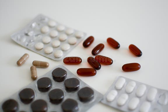 Multi-colored Tablets of Different Shapes with Different Medical ...