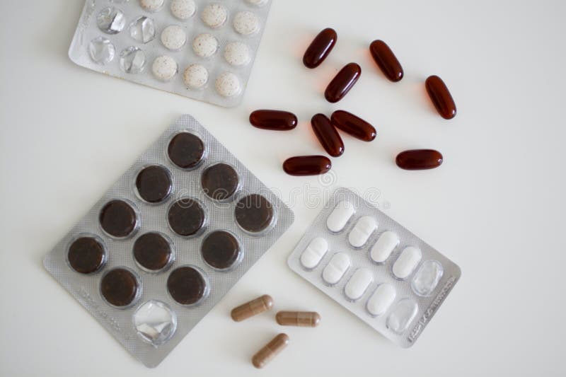 Multi Colored Tablets Different Shapes Medical Effects White Background ...